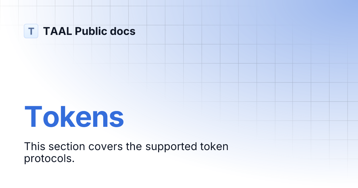 Tokens | TAAL Public docs